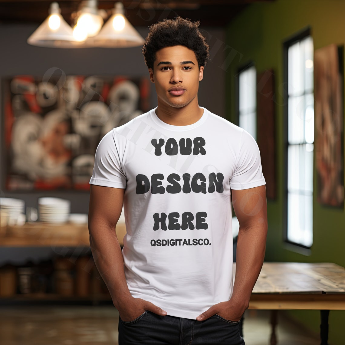 Afro HISPANIC Male Models Mockup, Bella Canvas 3001 Mock Up, Men Women ...