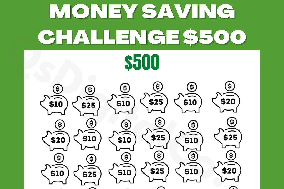Small Money Saving Challenge Printable, Save 500 Dollars, Money Savings ...