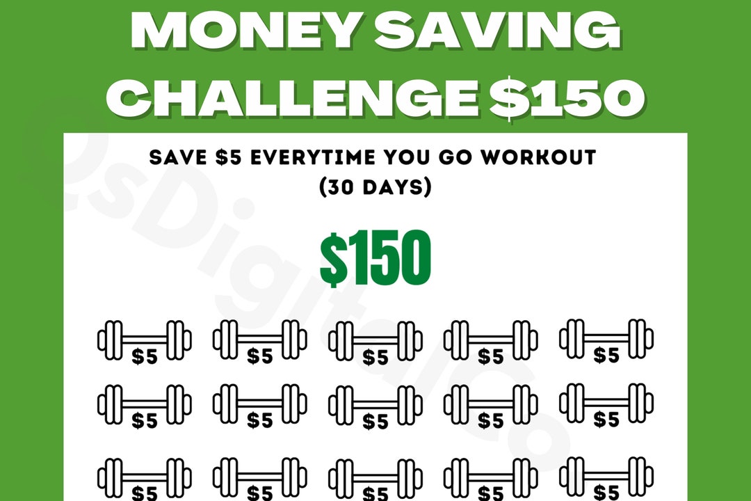 Fitness Workout Challenge Printable, Save 150 Dollars in 30 Days, Money ...