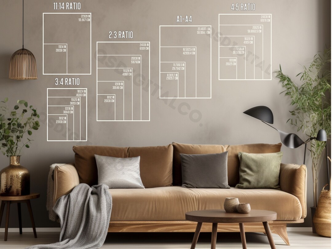 Wall Art Size Guide, Print Size Guide, Wall Art Ratio Guide, Frame Size ...
