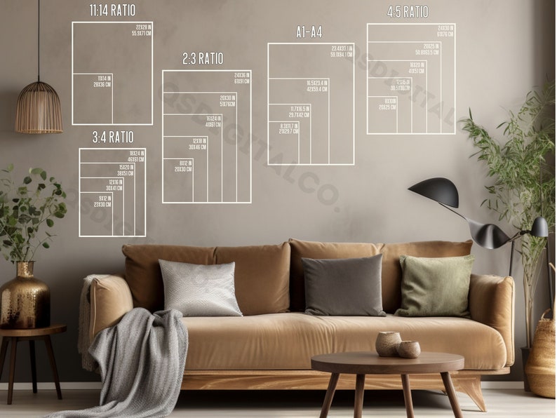Wall Art Size Guide, Print Size Guide, Wall Art Ratio Guide, Frame Size ...