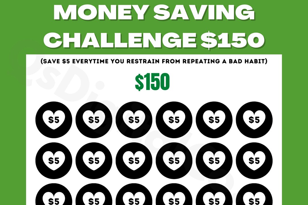 Bad Habit Breaker Challenge Printable, Save 150 Dollars, Money Savings ...
