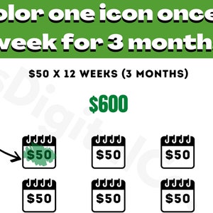 Money Saving Challenge Printable, Save 600 Dollars in 12 Weeks, Money ...