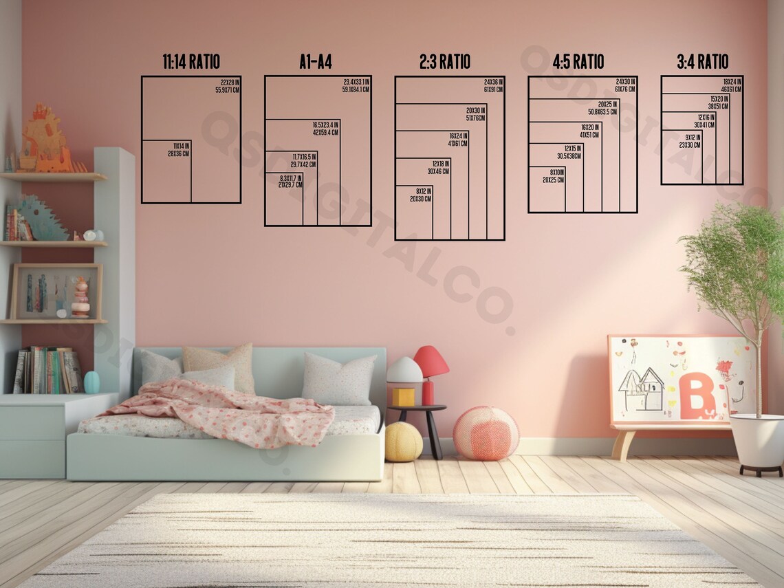 Wall Art Size Guide, Print Size Guide, Wall Art Ratio Guide, Frame Size ...