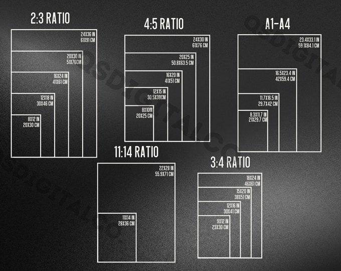 Wall Art Size Guide, Print Size Guide, Wall Art Ratio Guide, Frame Size ...