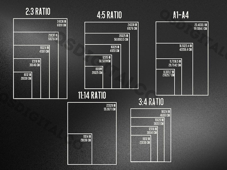 Minimalist Wall Art Size Guide, Print Size Guide, Wall Art Ratio Guide ...