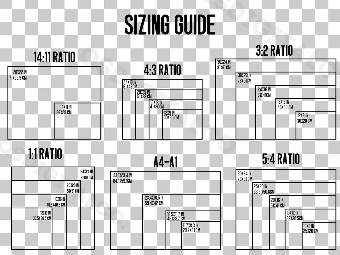Transparent Wall Art Size Guide, Print Size Guide, Wall Art Ratio Guide ...