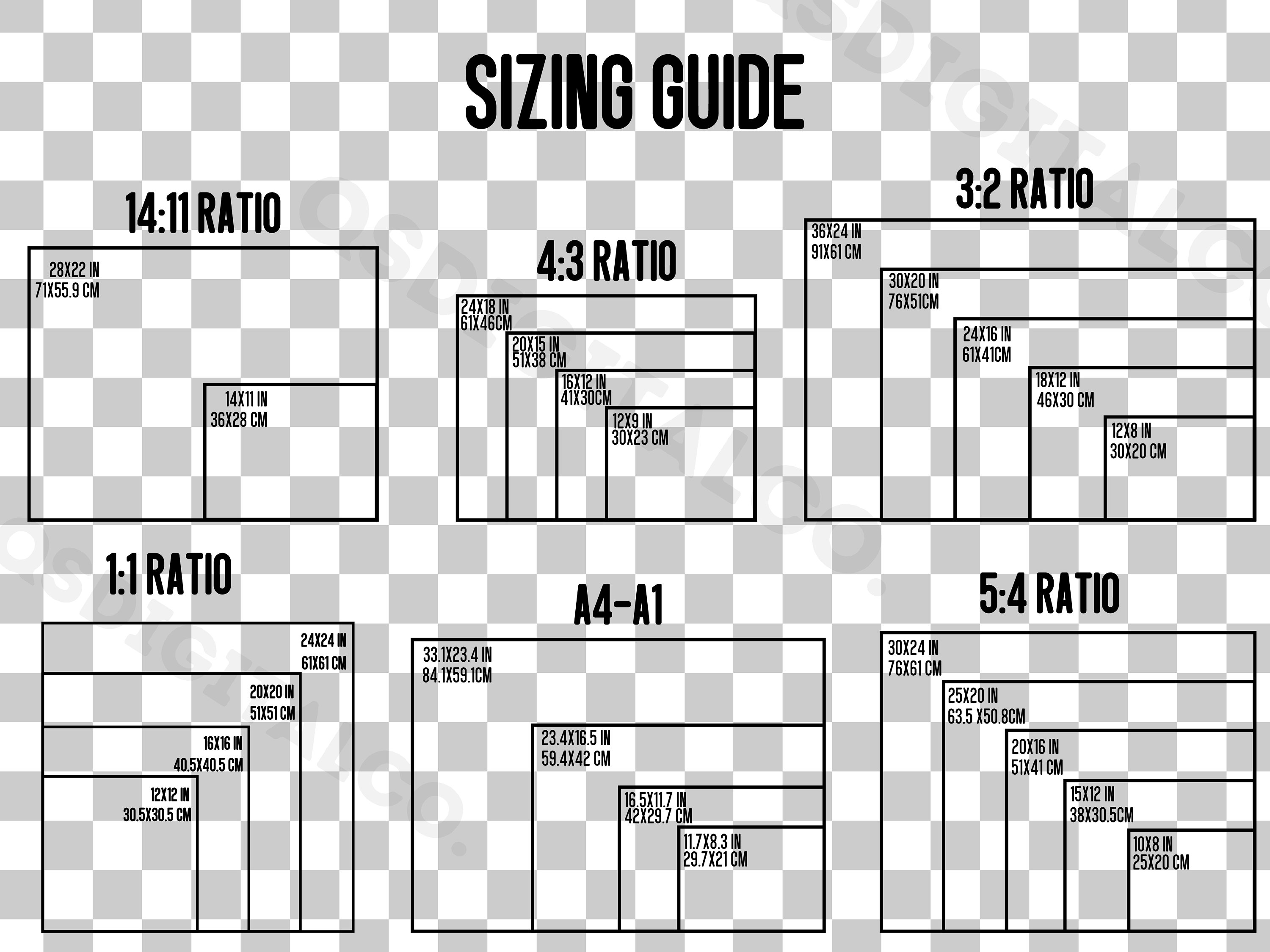 Transparent Wall Art Size Guide, Print Size Guide, Wall Art Ratio Guide, Frame Size Chart ...