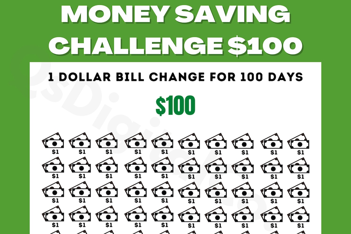 Mini Saving Challenge Printable, Save 100 Dollars in 100 Days, Money ...