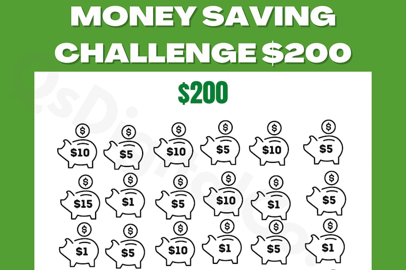 Small Saving Challenge Printable, Save 200 Dollars in 30 Days, Money ...