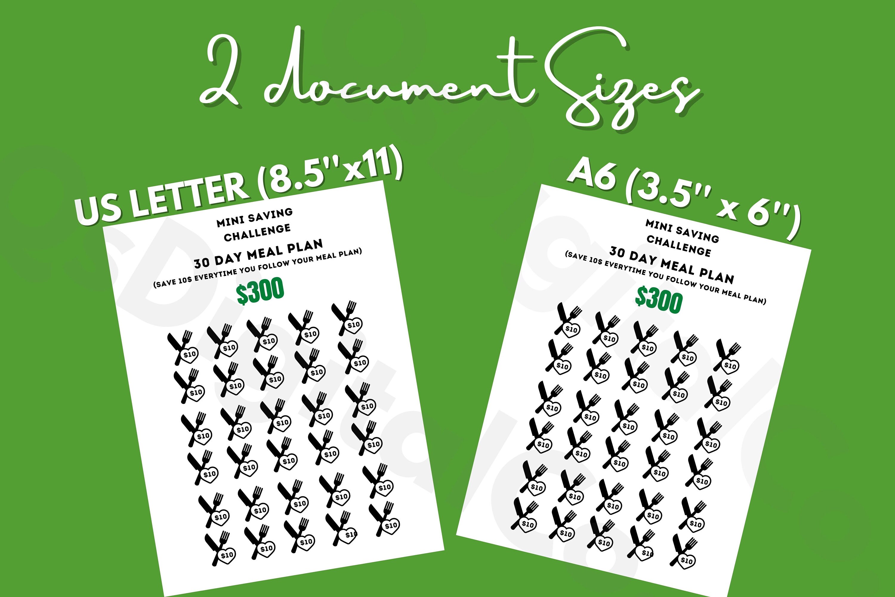 30 Day Meal Plan Challenge Printable, Save 300 Dollars in 30 Days ...