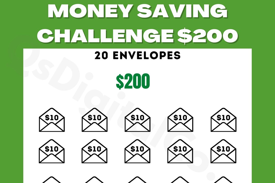 20 Envelopes Saving Challenge Printable, Save 200 Dollars, Money ...