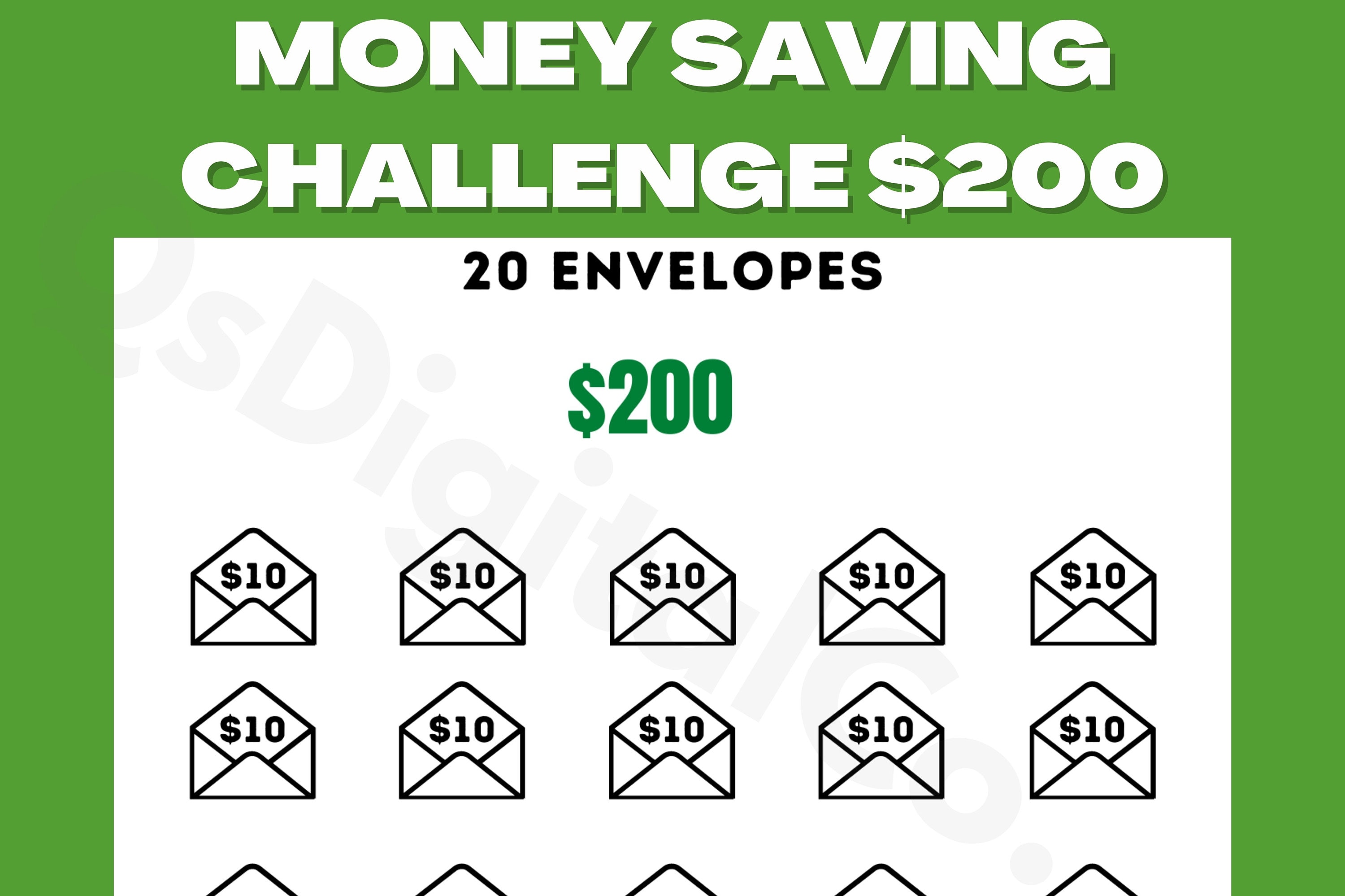 20 Envelopes Saving Challenge Printable, Save 200 Dollars, Money ...