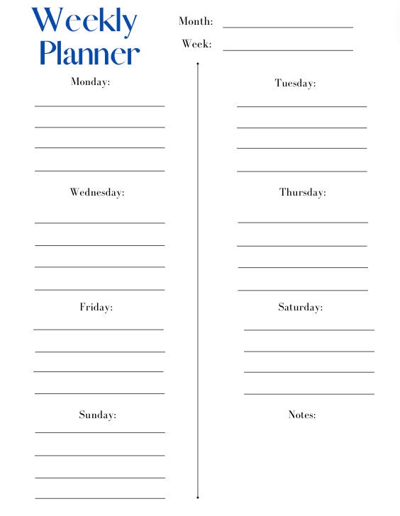 Weekly Planner | Digital Download | Customizable With Canva | Printable ...