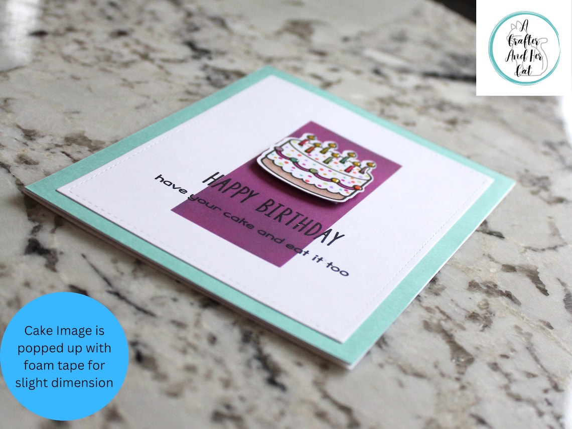Cake Happy Birthday Card Handmade Birthday Card Cake Happy Birthday ...