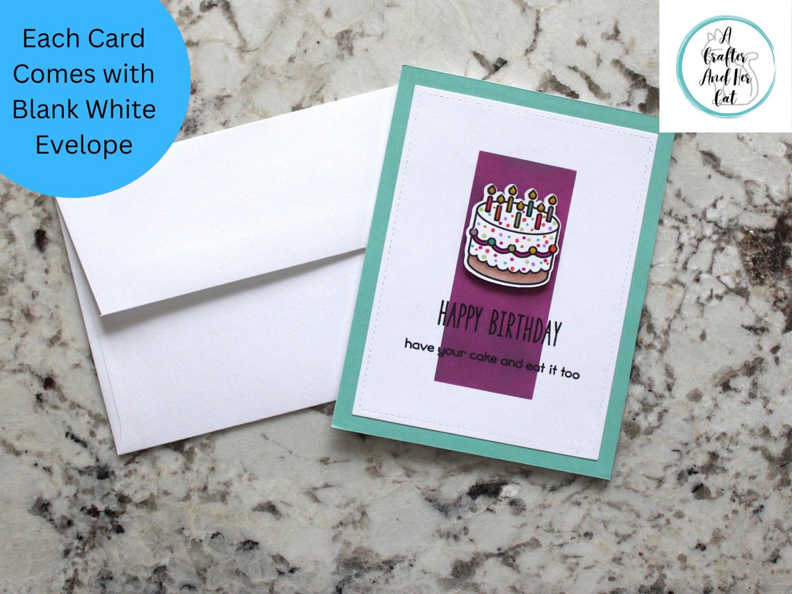 Cake Happy Birthday Card Handmade Birthday Card Cake Happy Birthday ...