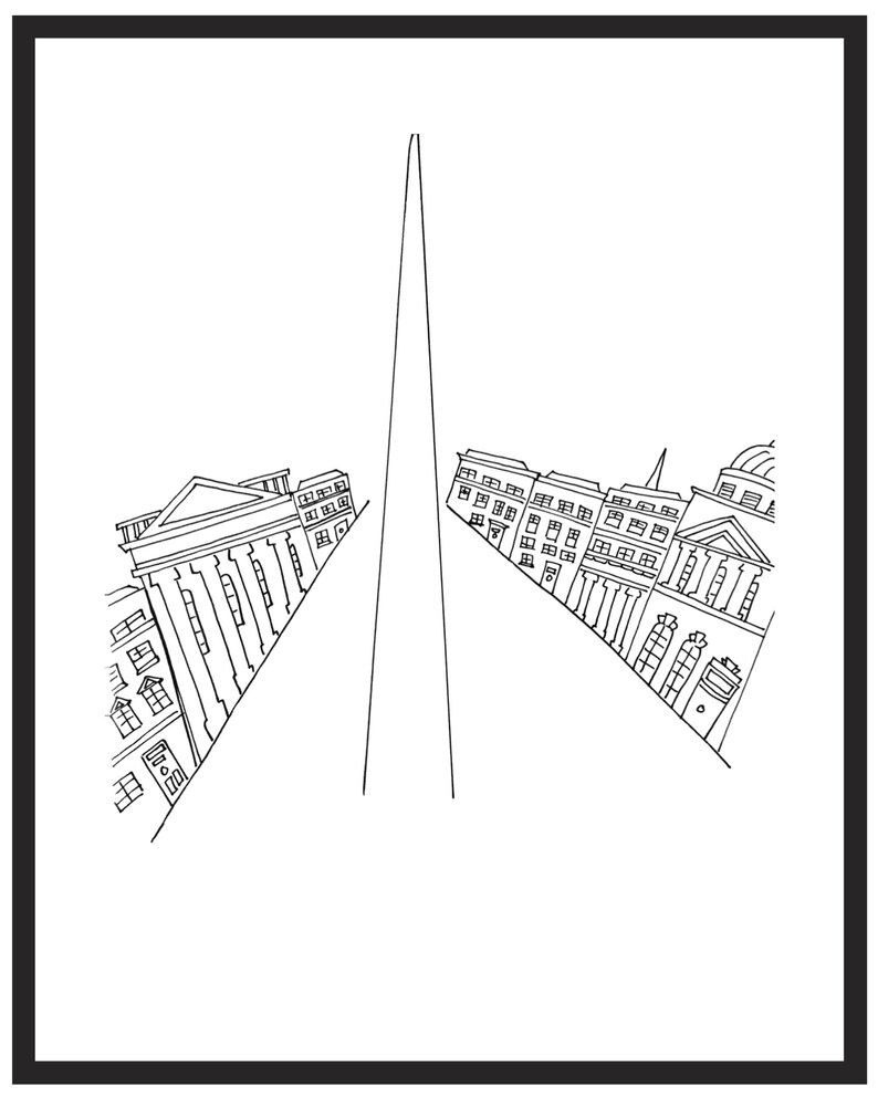 Monument Line Drawing of the Spire of Dublin for Digital - Etsy