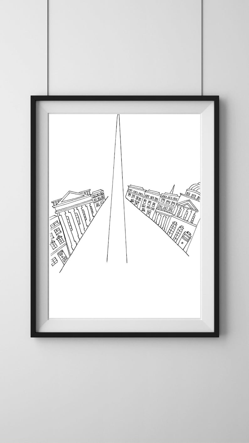 Monument Line Drawing of the Spire of Dublin for Digital - Etsy