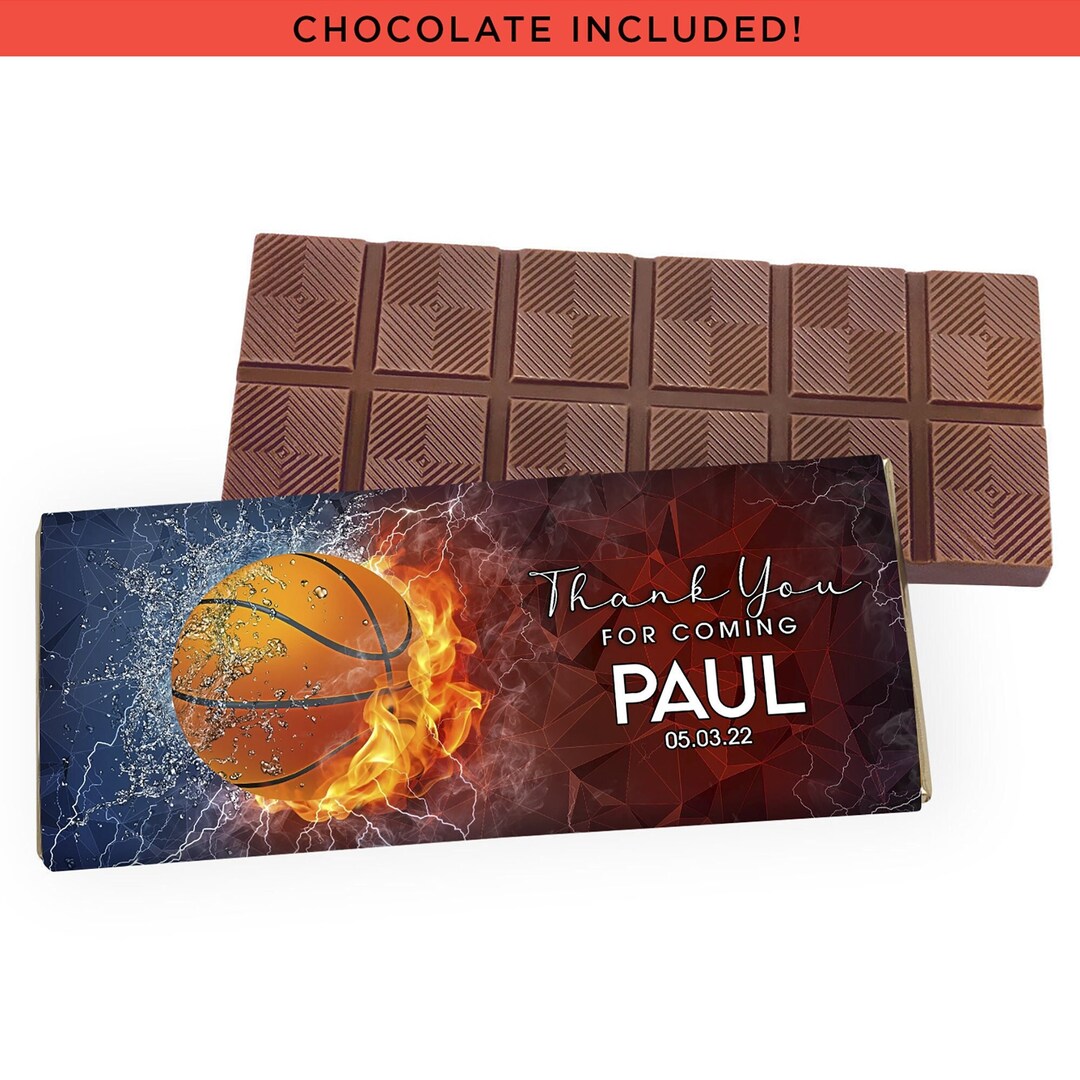 Basketball - Belgian Candy Bar 2 Oz. Chocolate Bar + Custom Wrapper ...