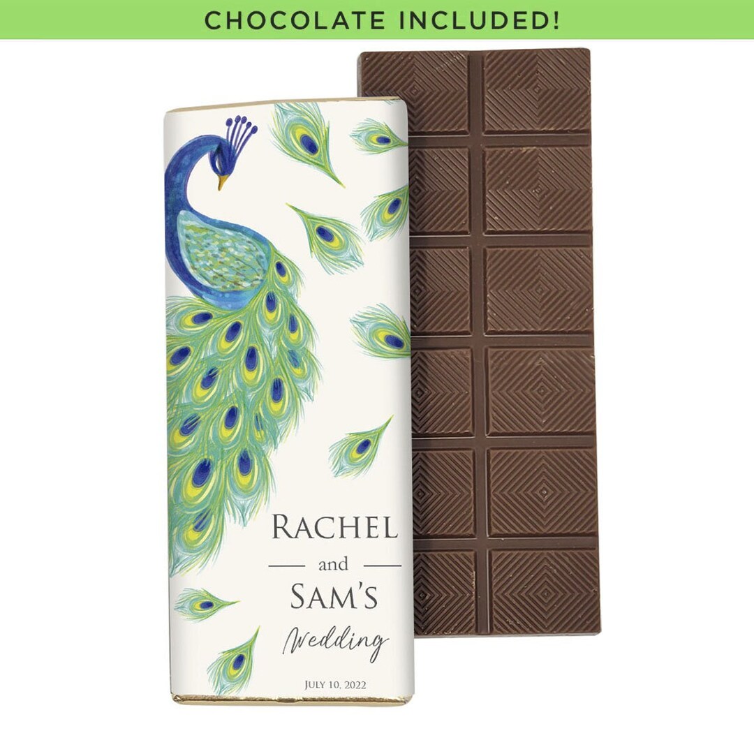 Peacock - Belgian Candy Bar 2 Oz. Chocolate Bar + Custom Wrapper Incl ...