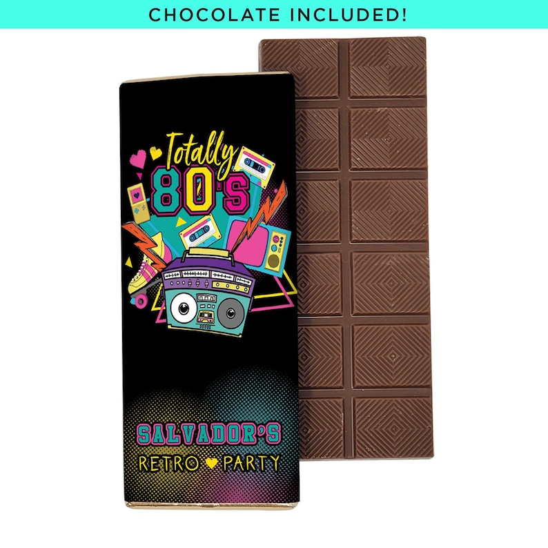 Totally 80’s- Belgian Candy Bar 2 Oz. Chocolate Bar + Custom Wrapper ...