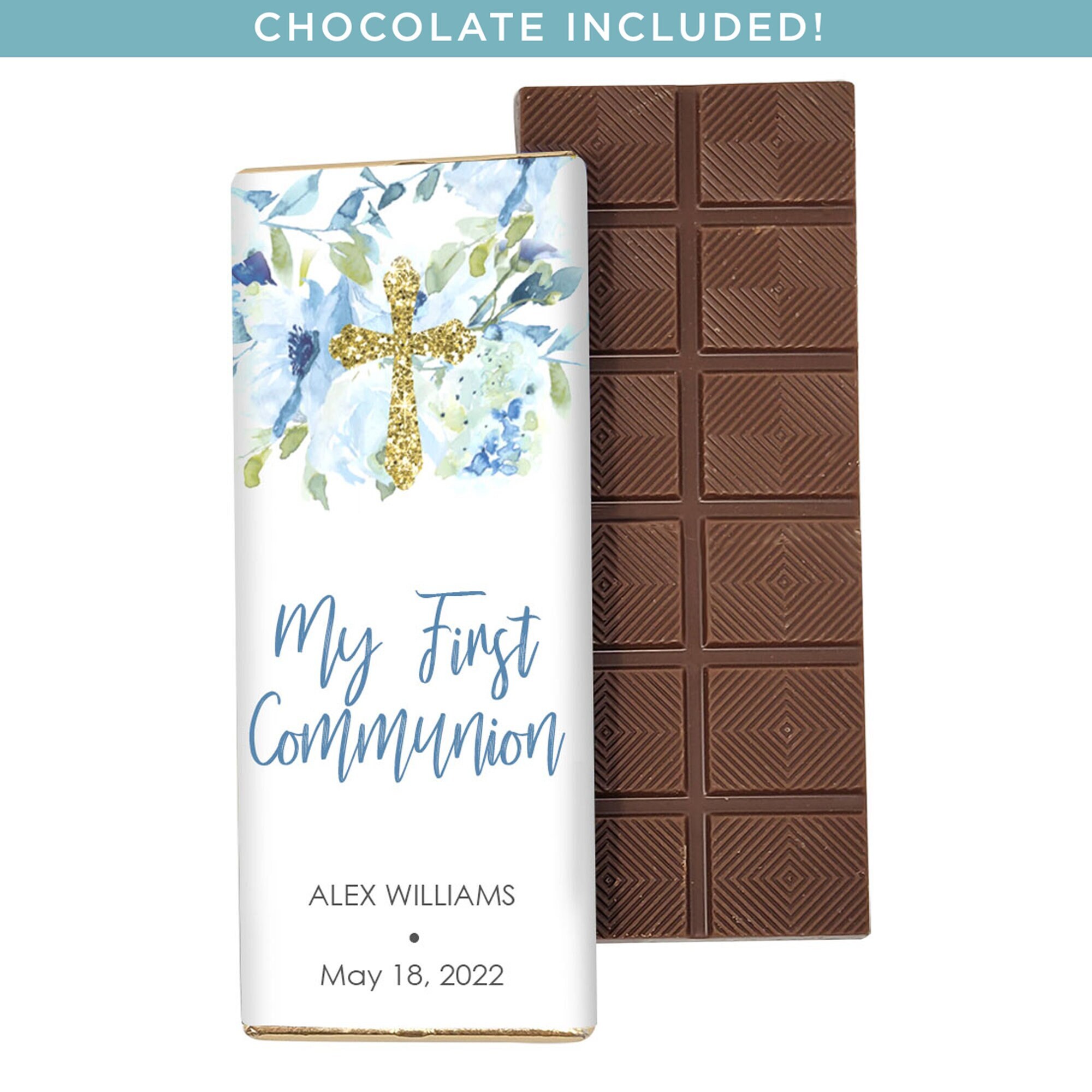 First Communion - Belgian Candy Bar 2 Oz. Chocolate Bar + Custom ...