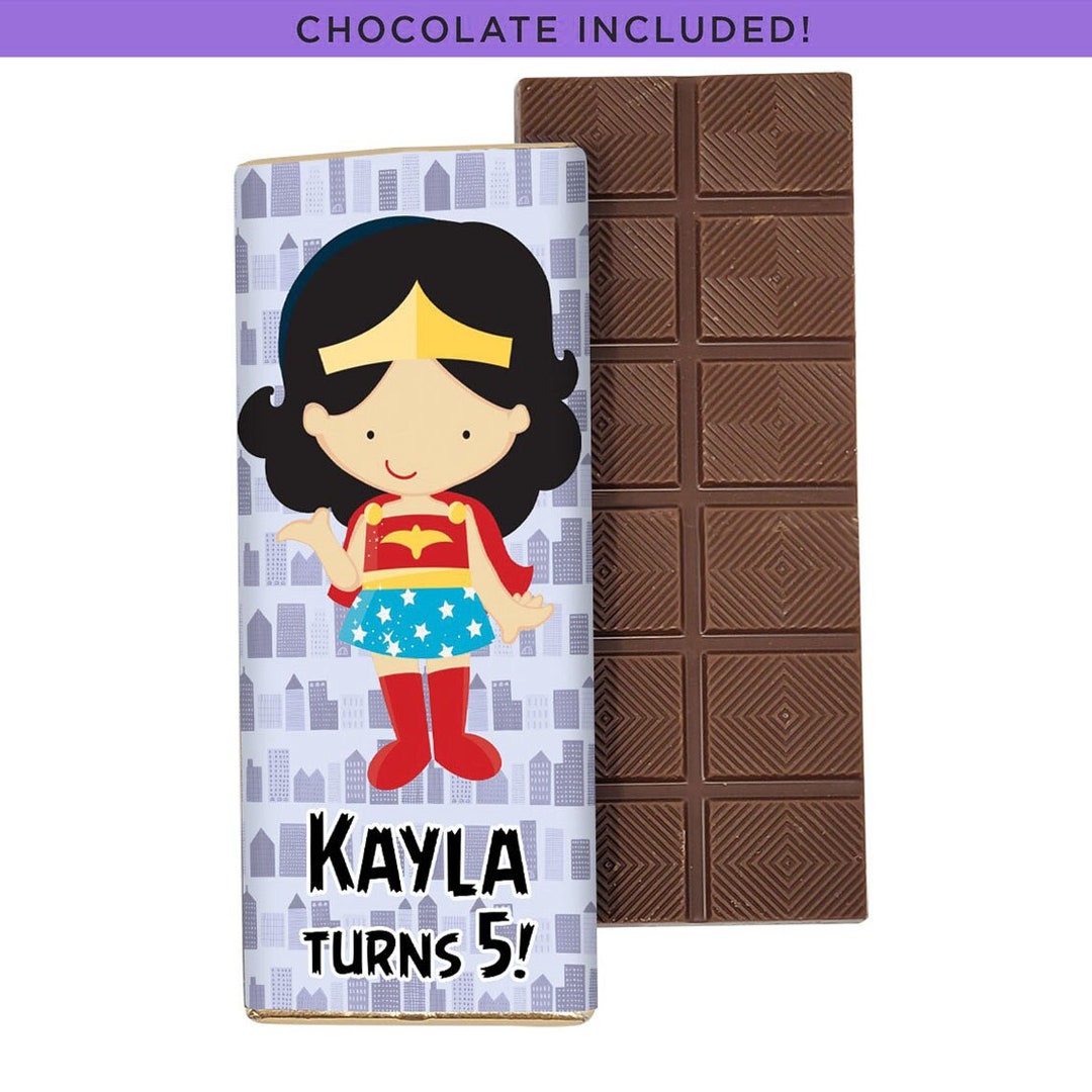 Cute Wonder Woman - Belgian Candy Bar 2 Oz. Chocolate Bar + Custom ...