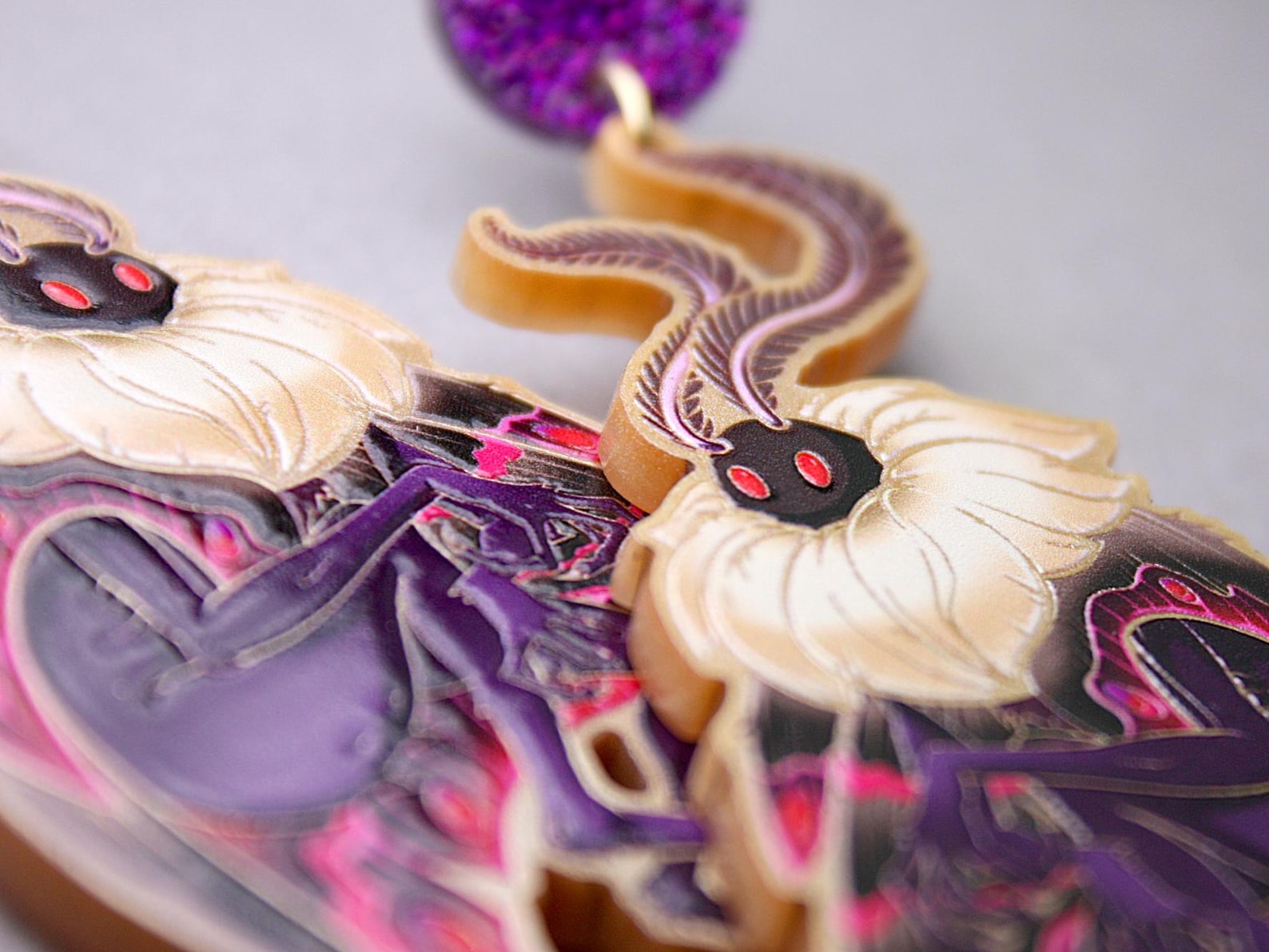 YOU R MY MOTHMAN ++ Large Golden Acrylic Earrings Oldschool Style ...