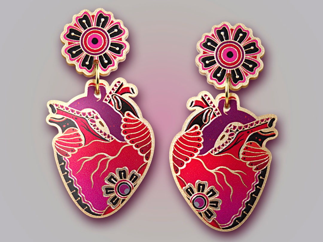 BOOM BOOM BOOM ++ Gold Statement Acrylic Earrings Oldschool Style ...