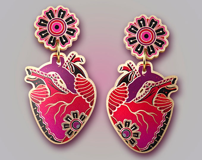 BOOM BOOM BOOM ++ Gold Statement Acrylic Earrings Oldschool Style ...