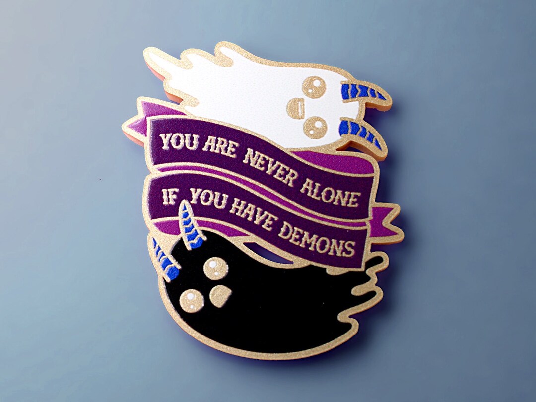 DEMONS ++ Gold Statement Acrylic Brooch Oldschool Style Tattoo Vintage ...