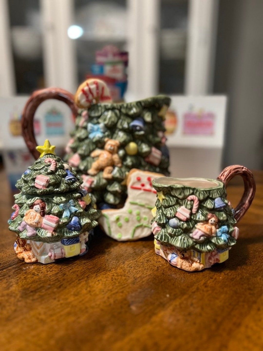 Christmas Tree Pitcher Sugar Bowl With Lid Creamer Enesco - Etsy