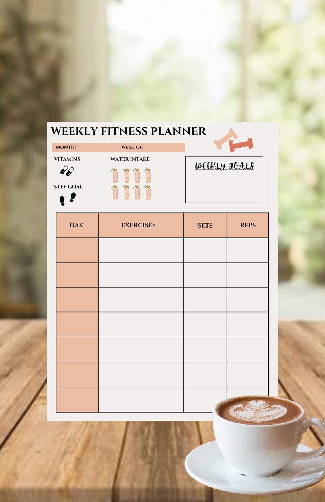 Weekly Fitness Planner, Instant Download, Printable Fitness Planner ...
