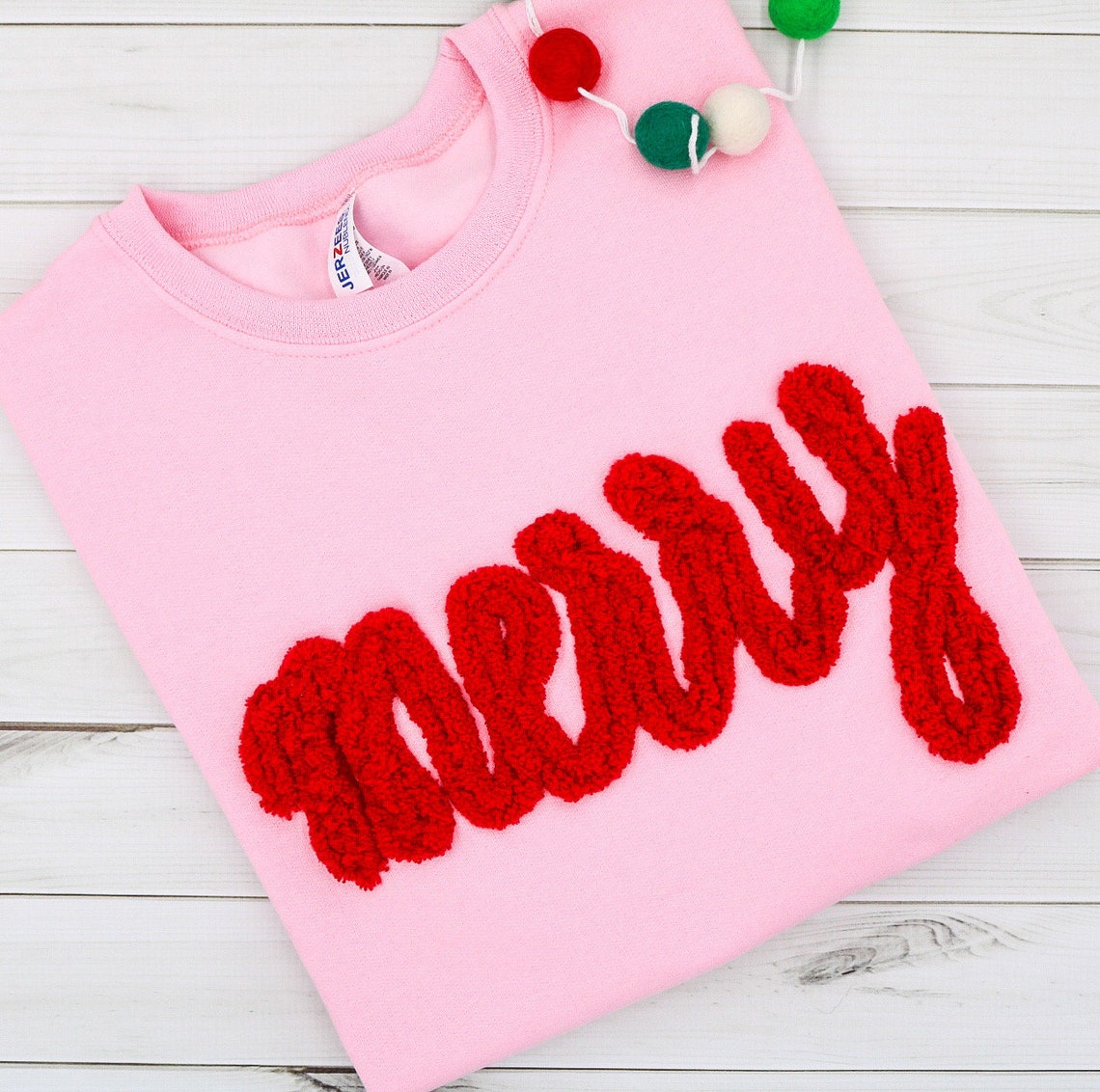 ADULT Merry Sweatshirt With Chunky Chenille Yarn - Etsy