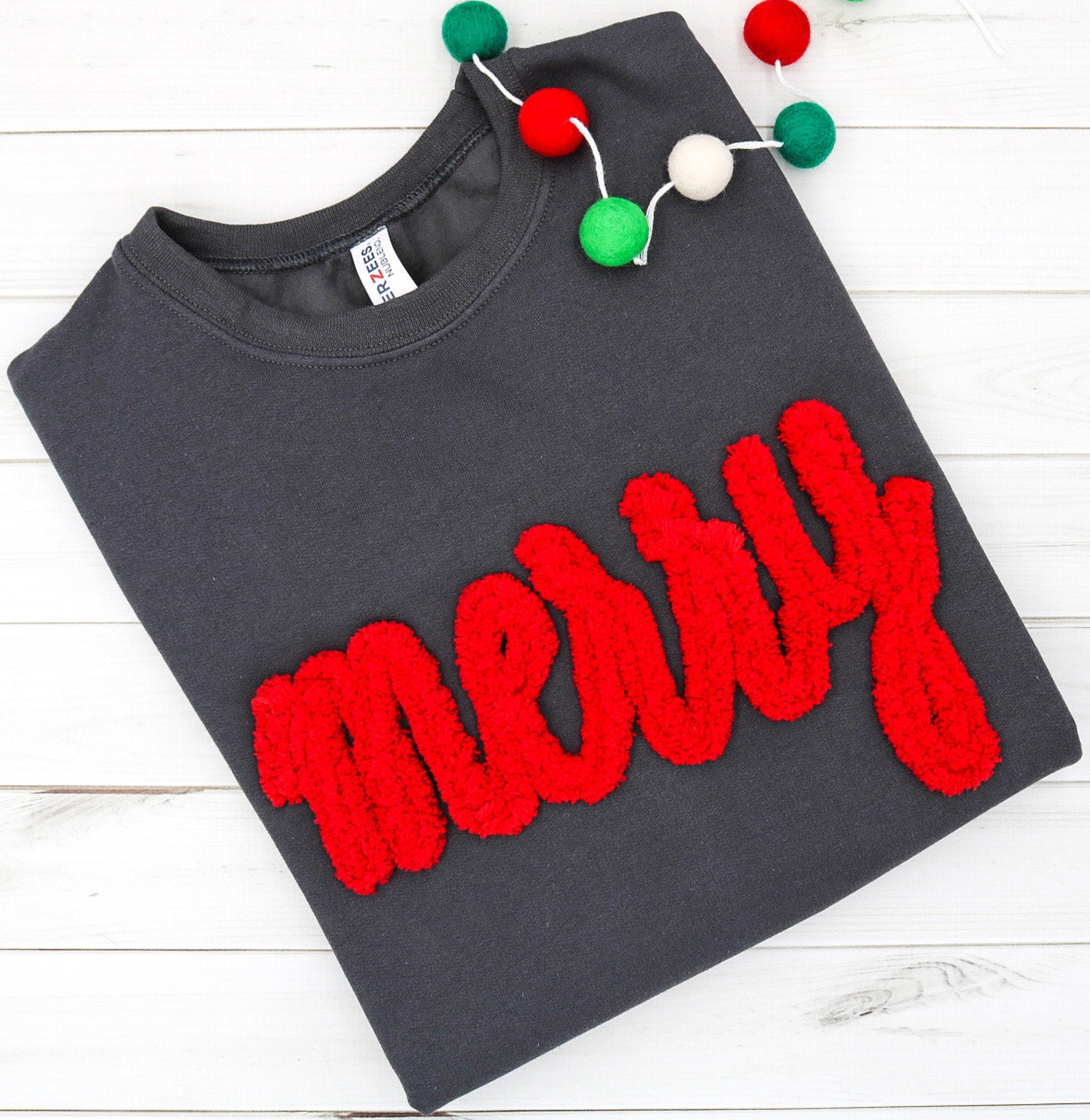 ADULT Merry Sweatshirt With Chunky Chenille Yarn- Customizable - Etsy