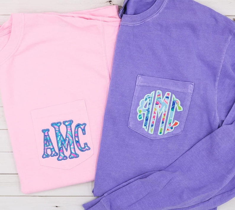 ADULT Comfort Colors Monogrammed Pocket T-shirt- With Everyone's ...