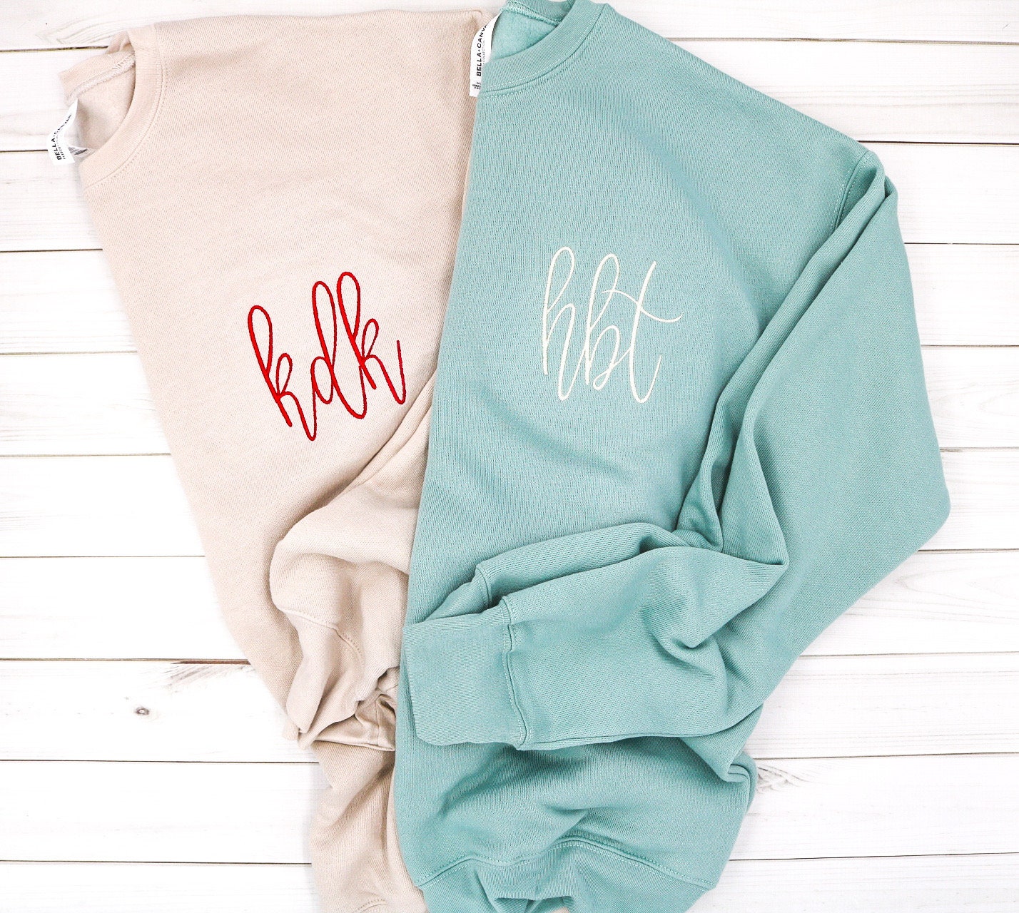 ADULT Bella and Canvas Sweatshirt- Left Chest Monogram - Etsy