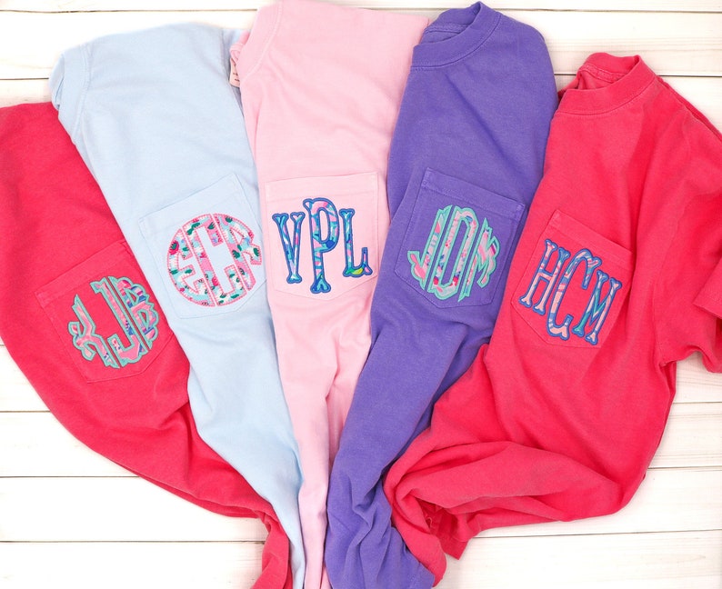 ADULT Comfort Colors Monogrammed Pocket T-shirt- With Everyone's ...