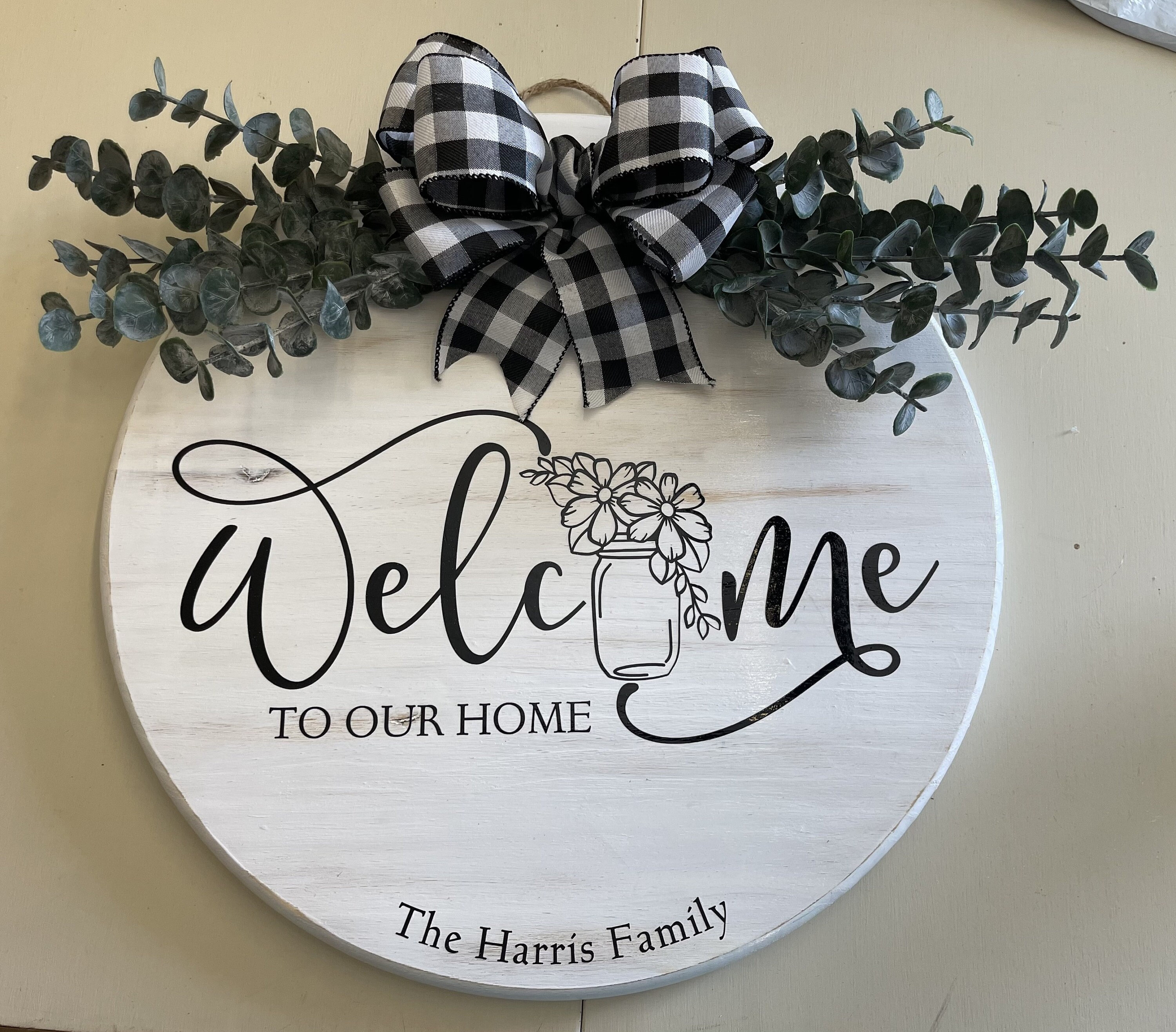 Personalized Round Wood Door Sign - Etsy