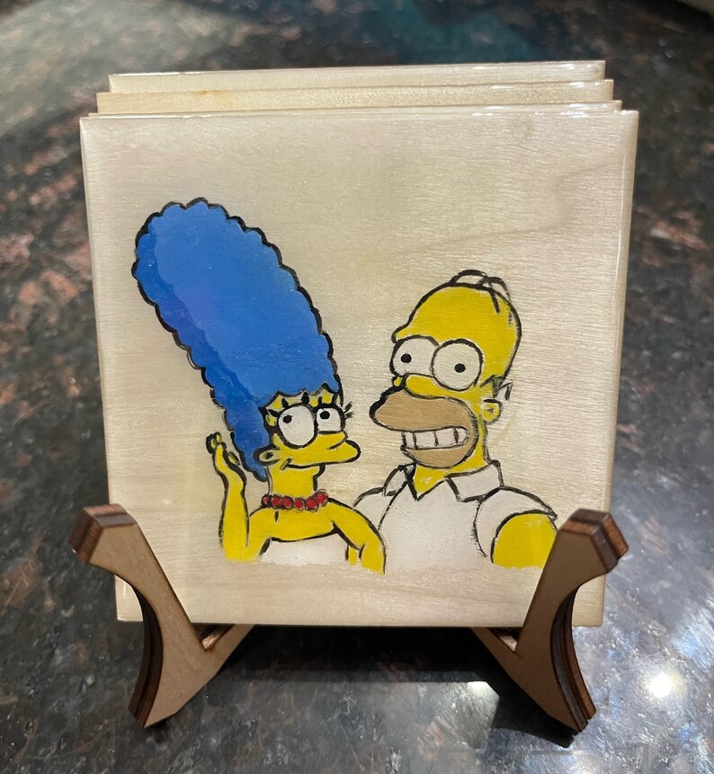 The Simpsons Hand Painted Coaster Set - Etsy