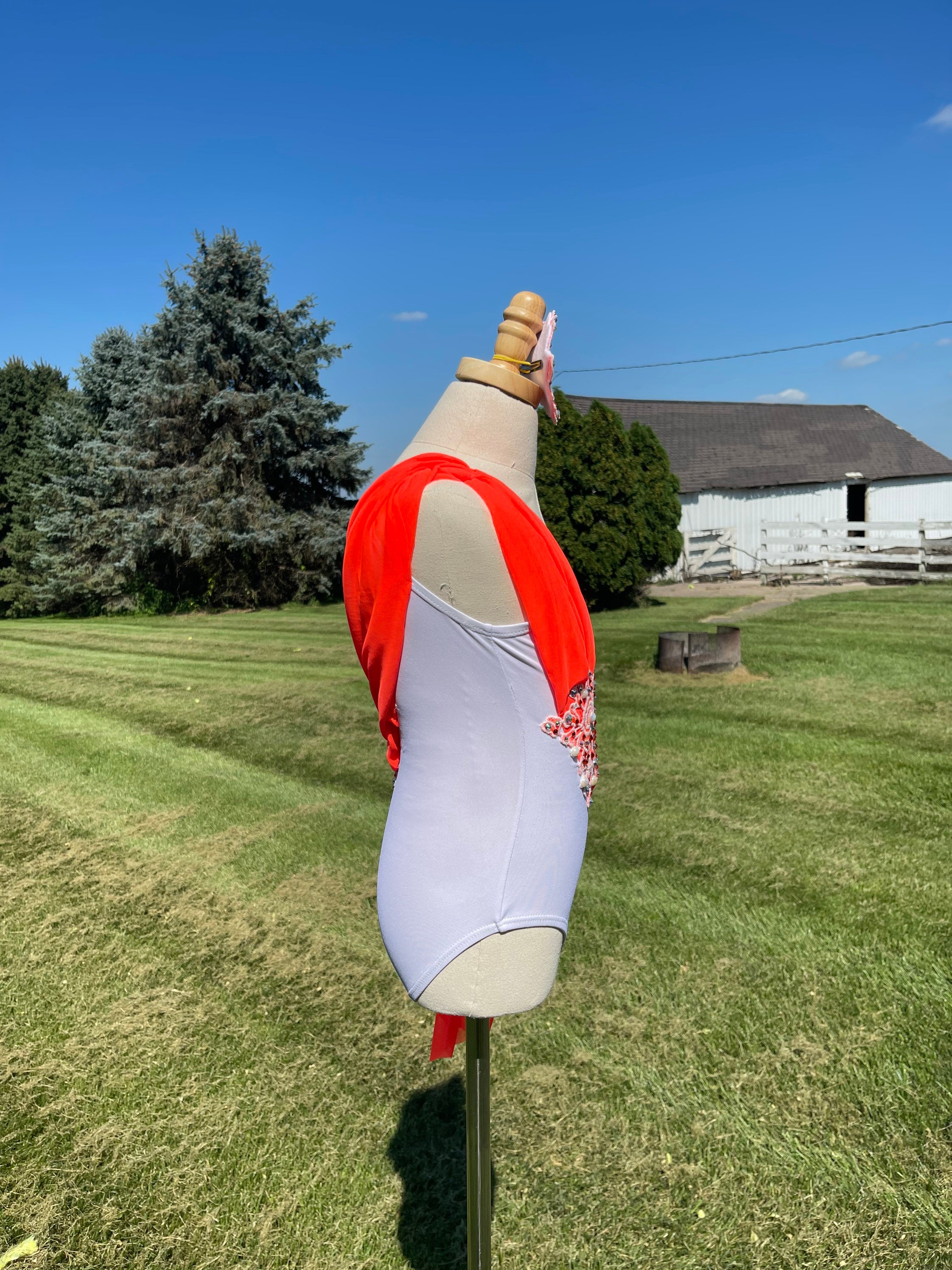Ready To Ship Semi Custom Girls Dance Costume White And Orange Etsy