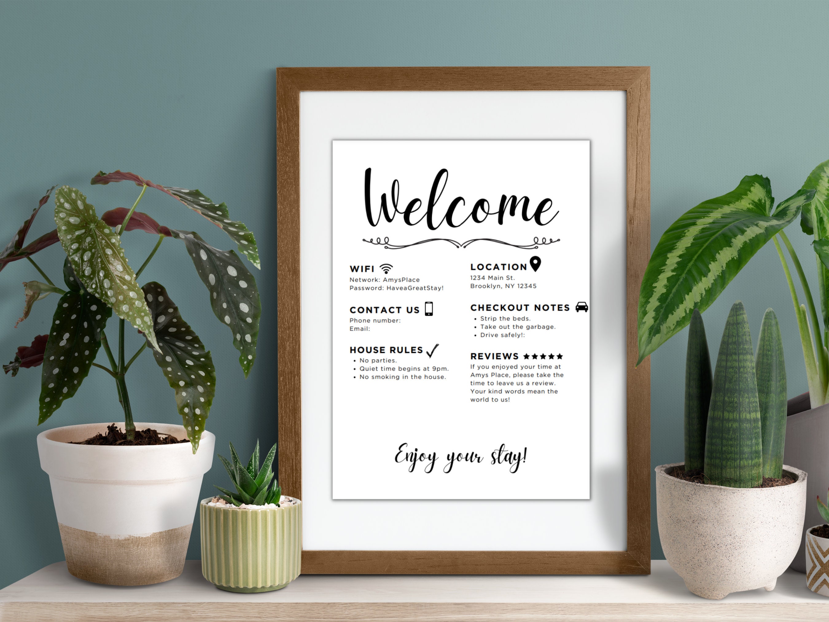 Complete Airbnb Sign Package, Airbnb Welcome Sign, Editable Canva ...
