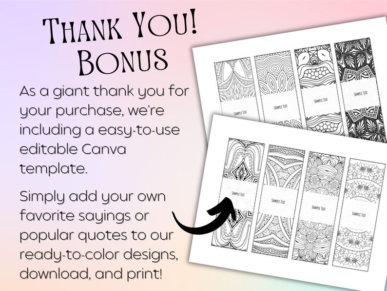 Personalized Ready-to-color Bookmarks, Mandala Bookmarks, Abstract ...