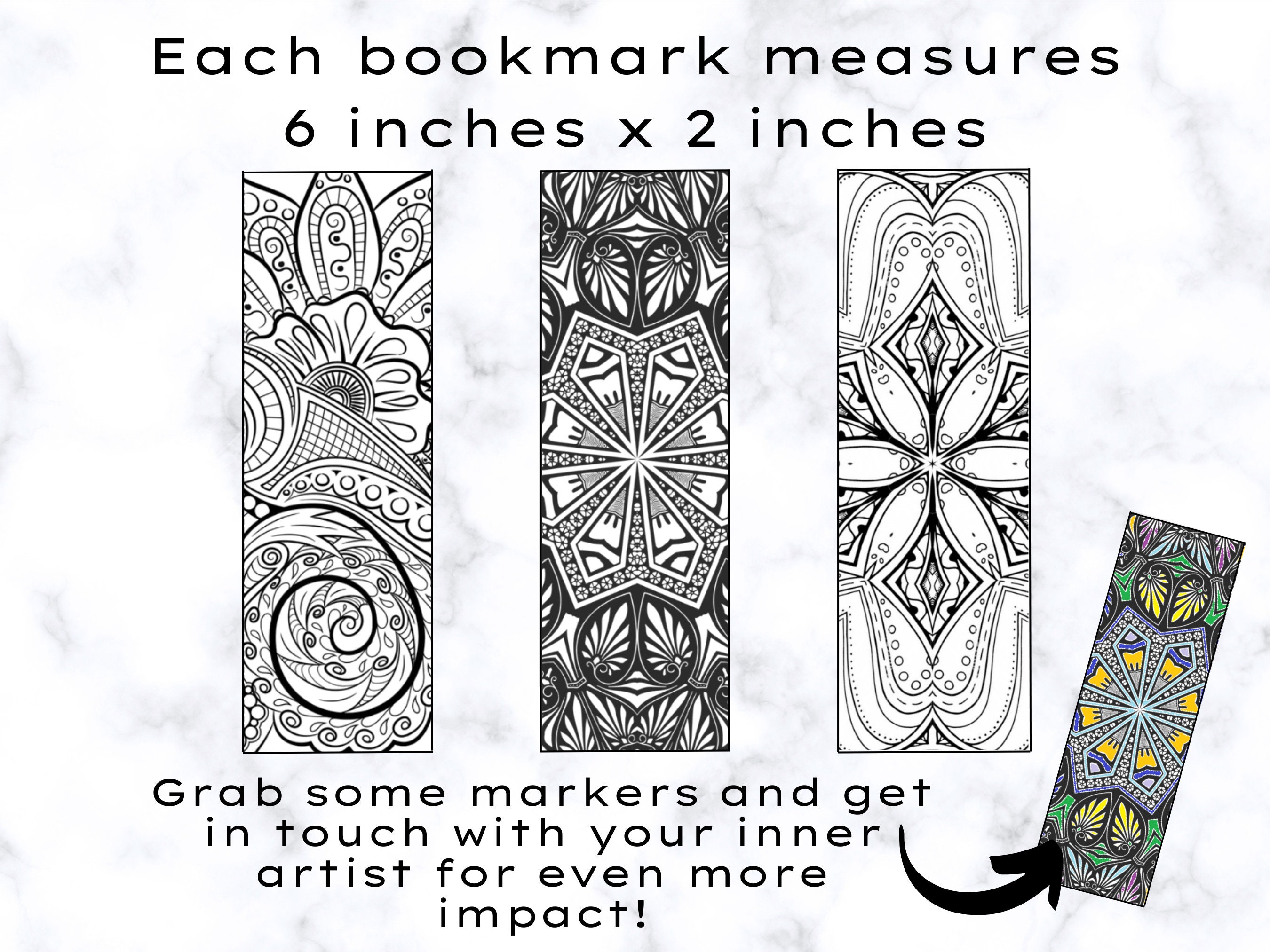 Personalized Ready-to-color Bookmarks, Mandala Bookmarks, Abstract ...