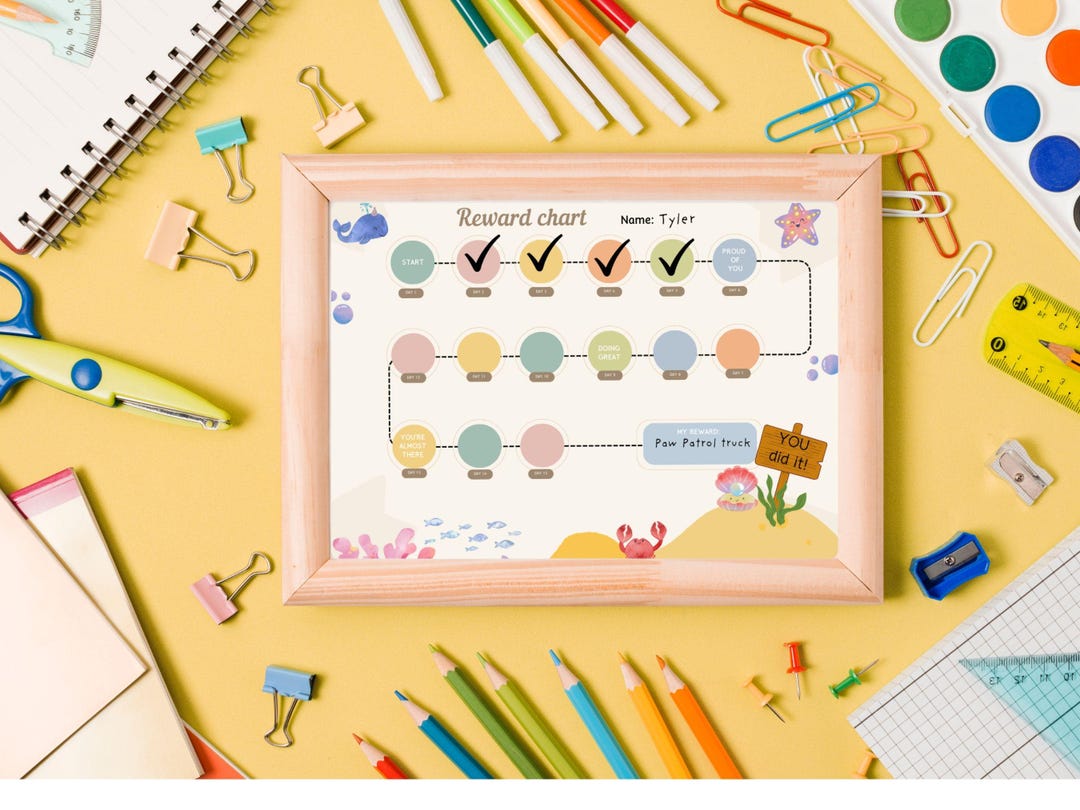 Underwater World Reward Chart Kids Toddlers Theme Sticker Chart Reward ...