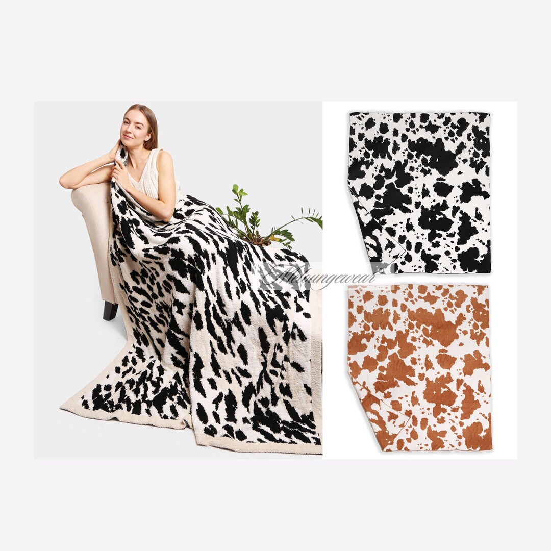 Cow Print Blanket/throw Cow Hide Pattern Luxury Blanket - Etsy