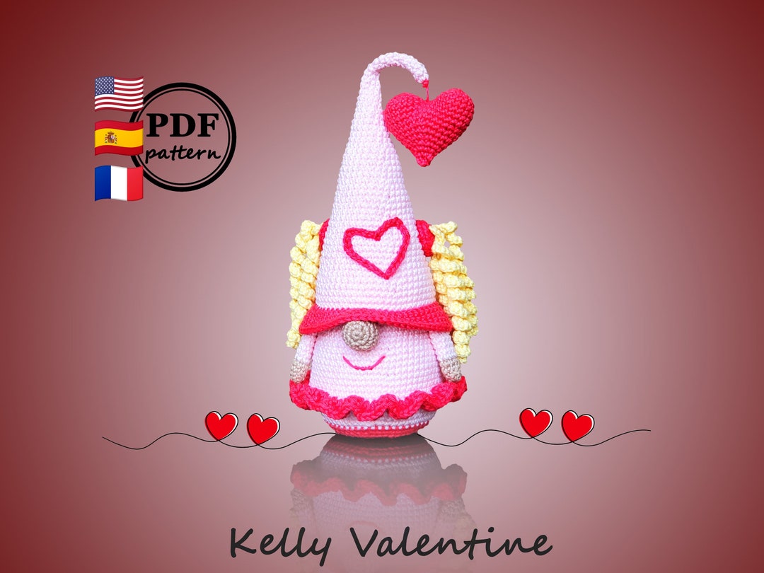 Crochet Pattern, Kelly Valentine Gnome Amigurumi Digital Download Pdf ...