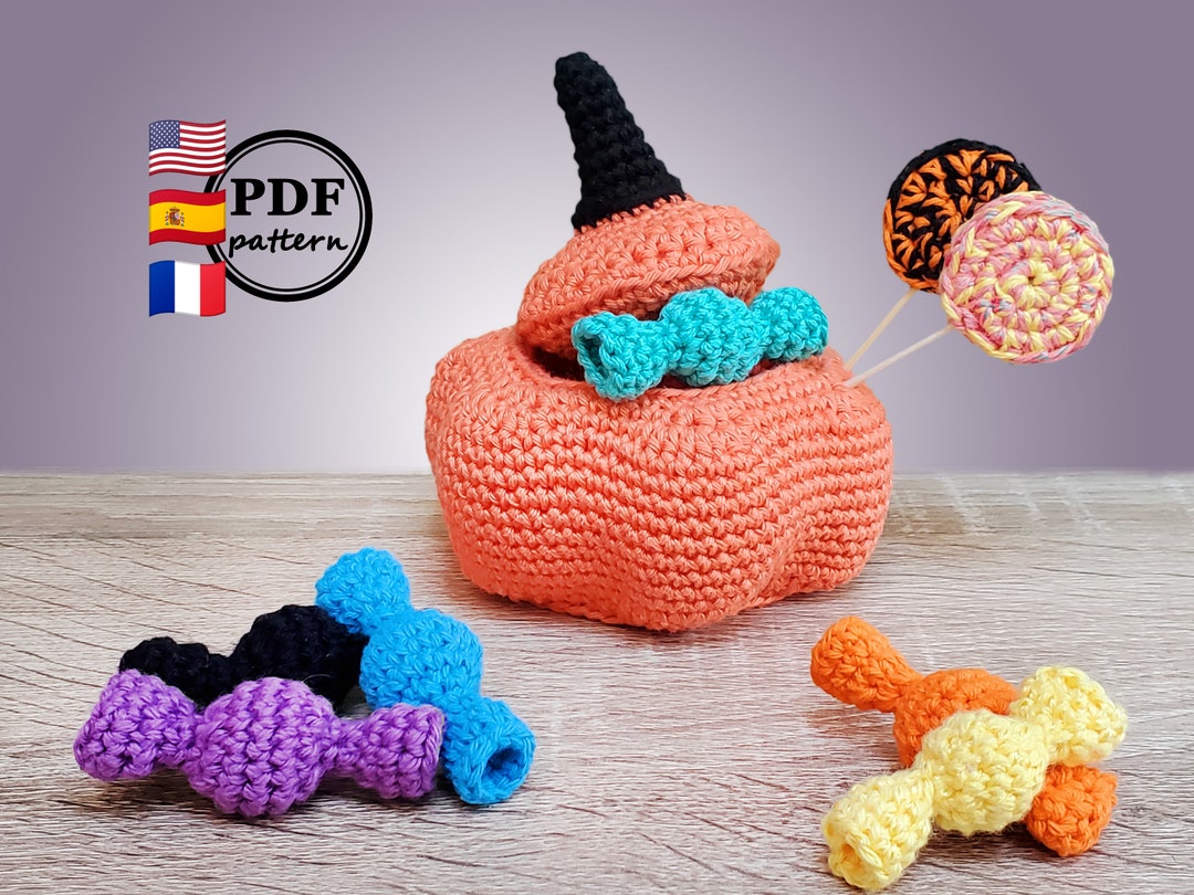 Crochet Pattern, Pumpkin Candy Box Amigurumi Halloween Decoration ...