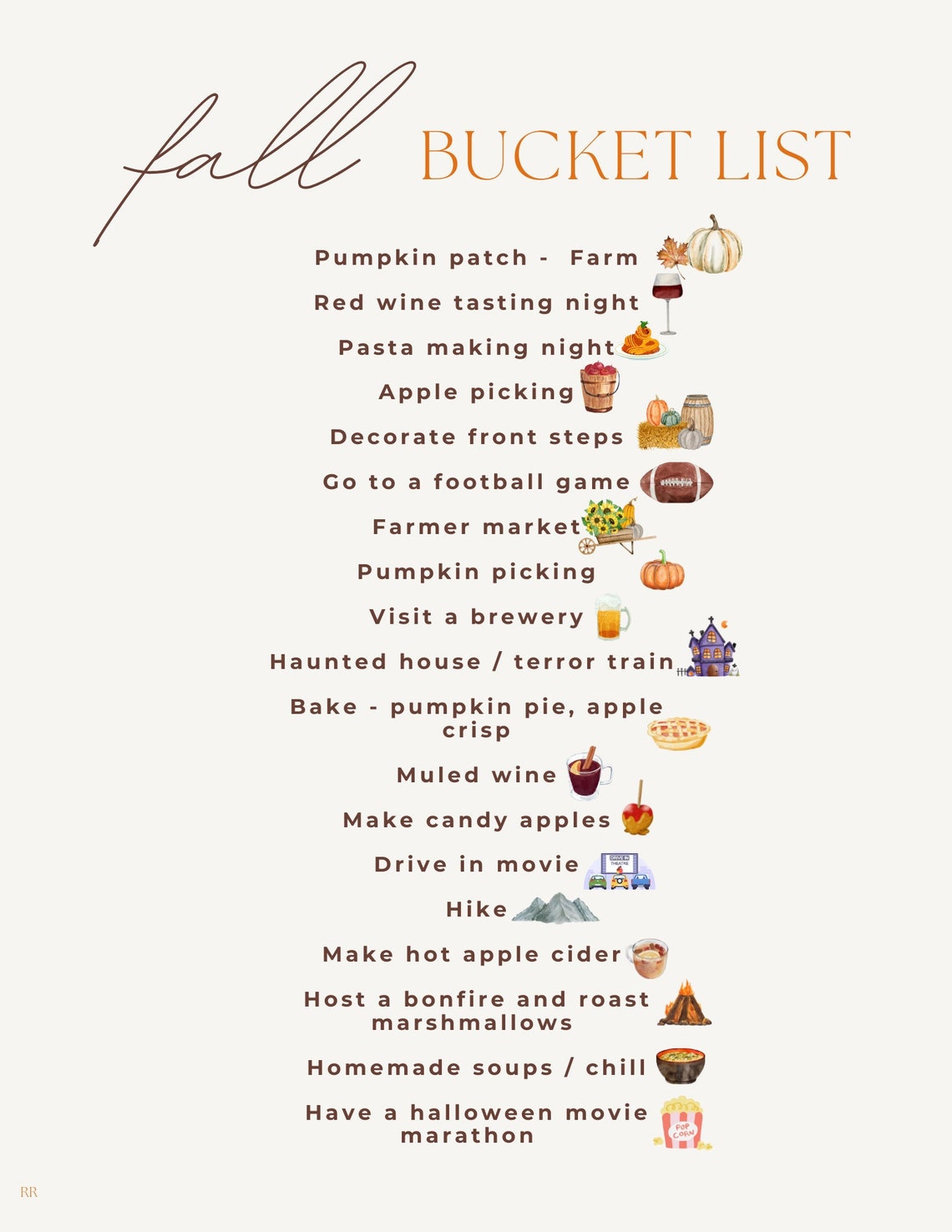 Fall Bucket List Digital Print - Etsy
