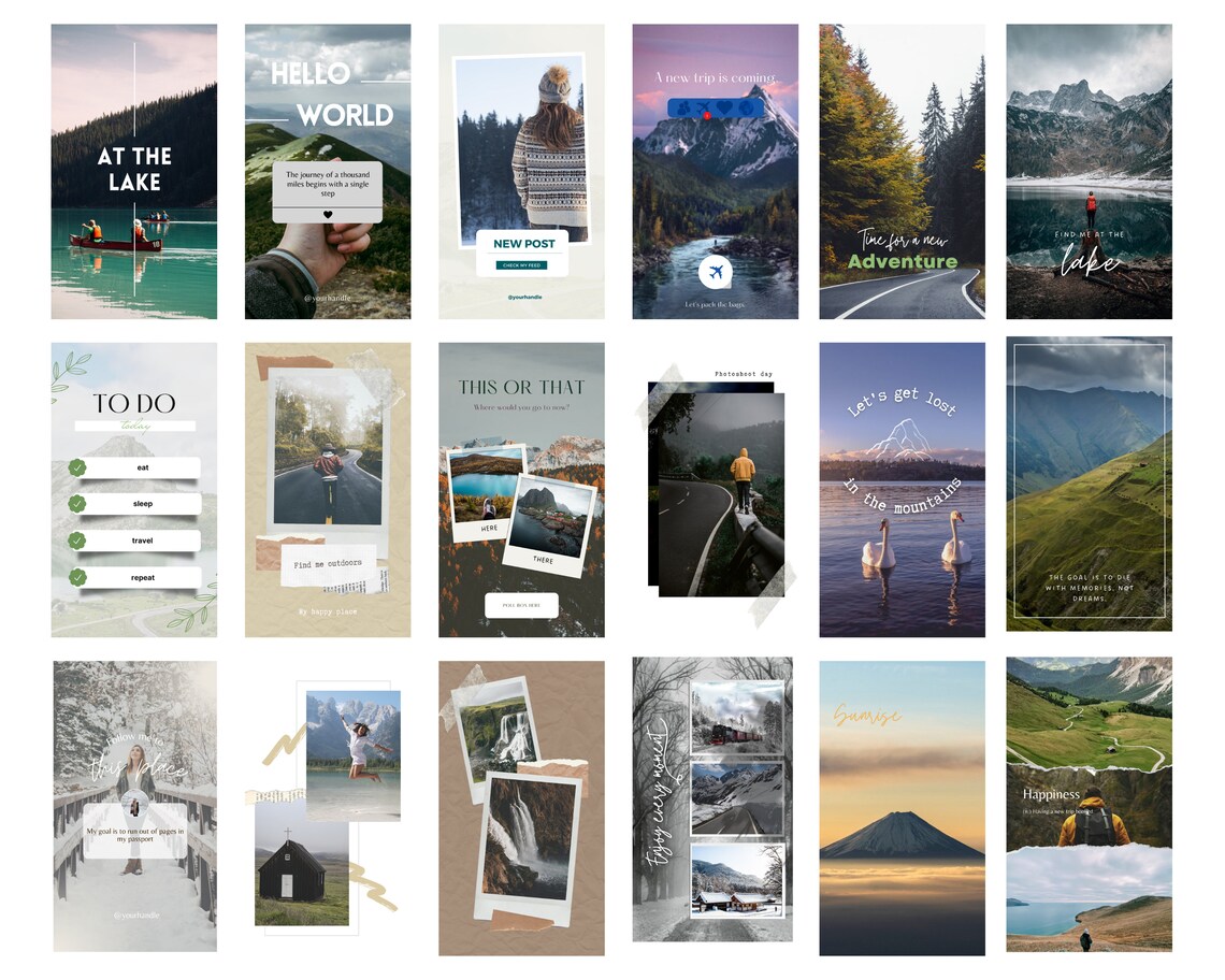 200 Instagram Travel Story Templates | Mountain Edition | Stories ...